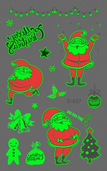 Merry Christmas Santa Glow in the Dark temporary tattoo – Tattoo for a week