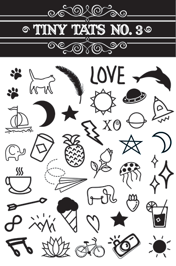 Black Tiny Tats Tattoo Set 3 – Tattoo for a week