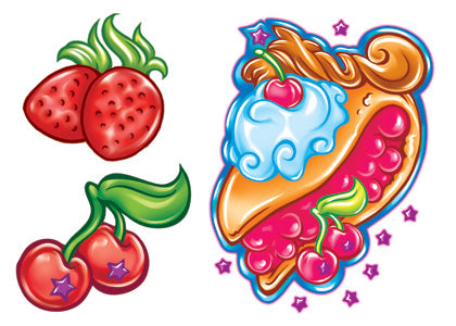 Cherry Pie & Strawberries Tattoos – Tattoo for a week