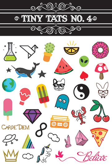 Colorful Tiny Tats Tattoo Set 4 – Tattoo for a week