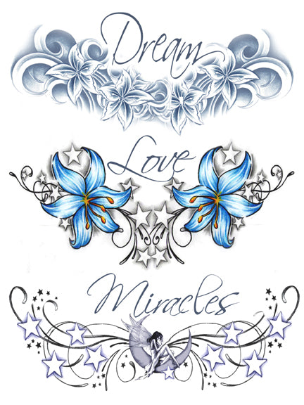 Dream, Love & Miracles Tattoos (3 tattoos) – Tattoo for a week
