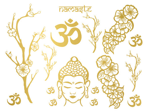 Namaste Gold (16 Tattoos) – Tattoo for a week