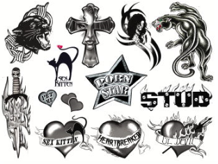 Tough and Sexy Tattoos (12 tattoos) – Tattoo for a week